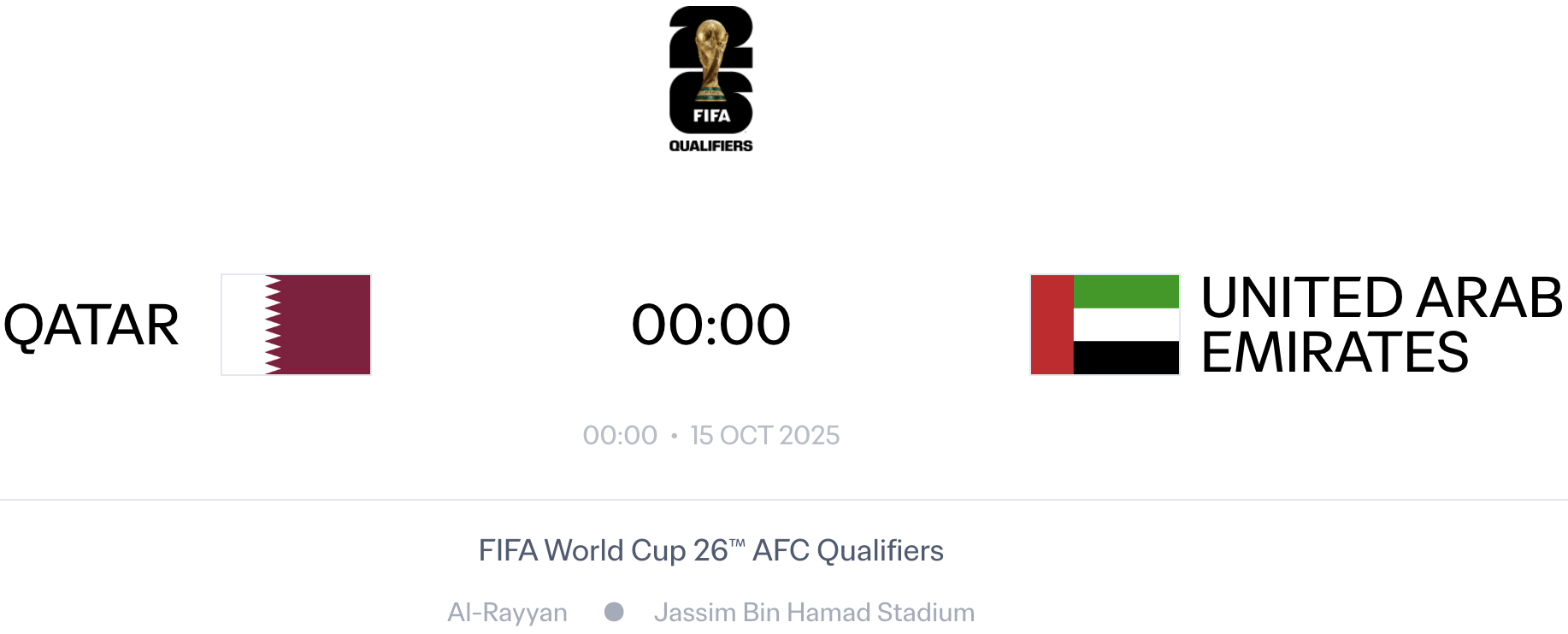 Qatar vs UAE – PredictWorld Cup Qualifiers (AFC)